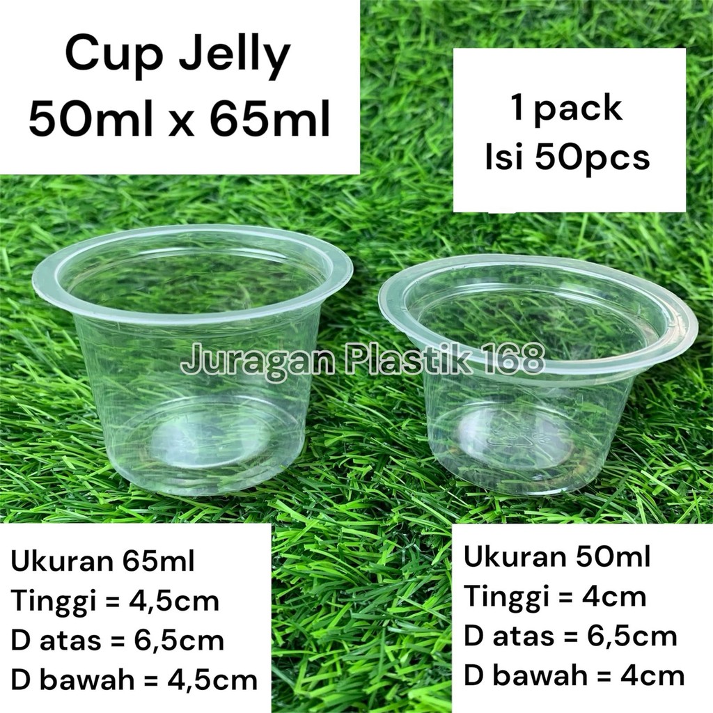 Jual (ISI 50) GELAS PLASTIK 50ML 65ML / CUP JELLY AGAR PUDING KECIL 50 ML 65 ML | Shopee Indonesia