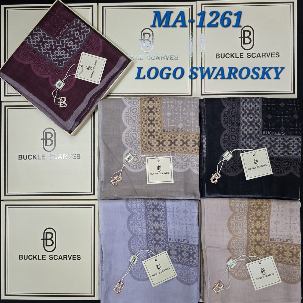 Jual TERLARIS Jilbab Segi Empat Motif Import Dengan Box Premium Buckle ...