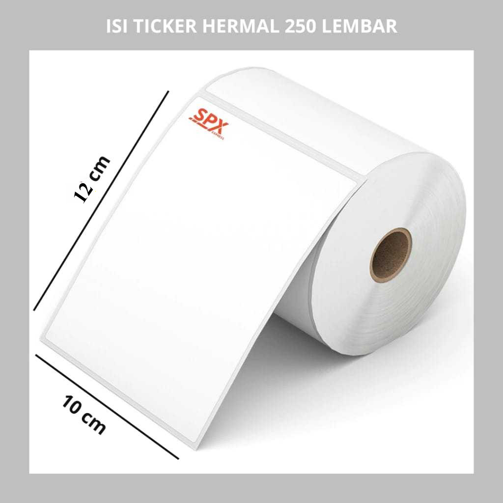Jual Kertas Thermal SPX Roll 250 Lembar Kertas Label Printer Ukuran 100 x 120 mm Isi 250 Pcs ...