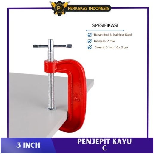 Jual Alat Press Penjepit Papan Kayu Catok kayu Klem C 3 Inch Heavy Duty ...