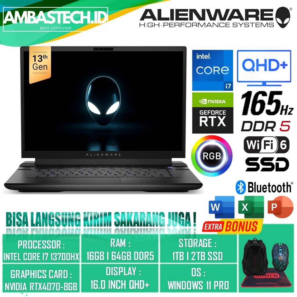 Jual Laptop Gaming Alienware M16 R1 RTX4070-8GB Intel Core I7 13700HX ...