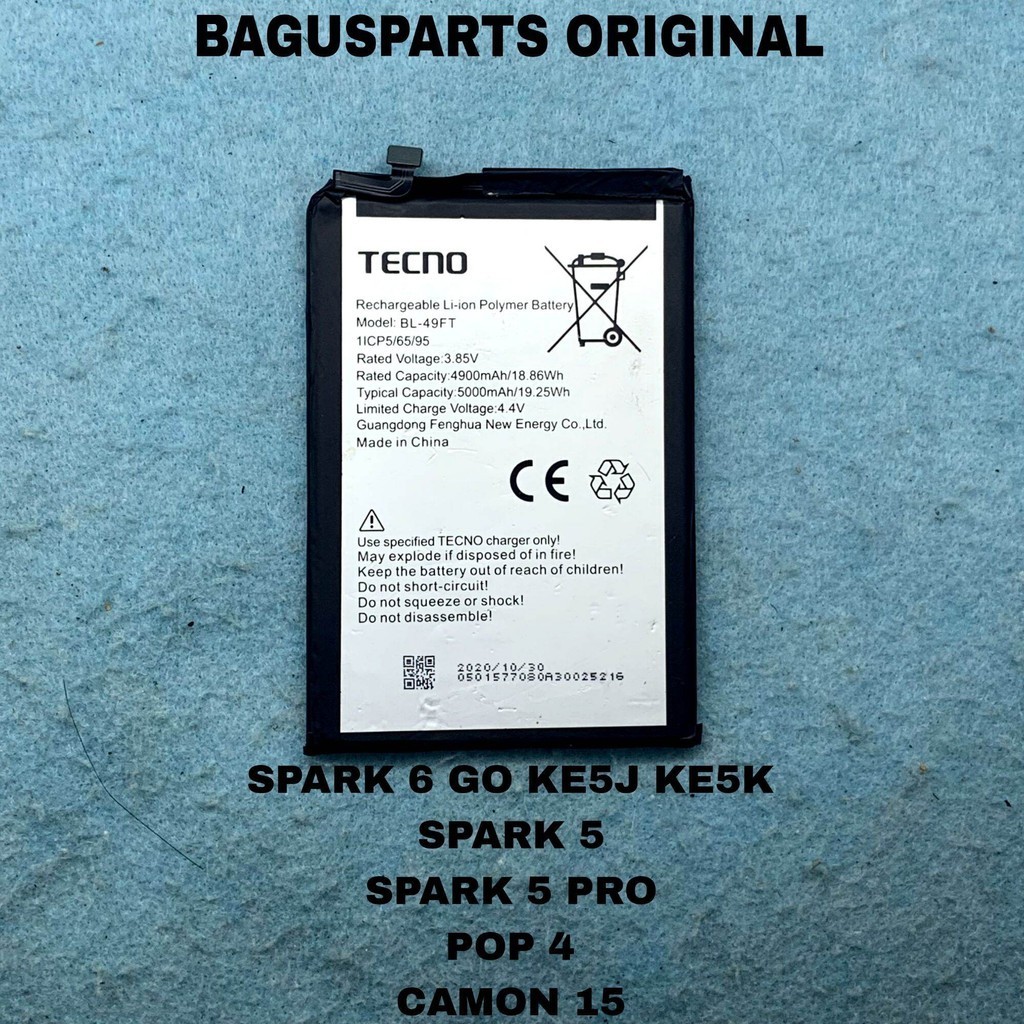 Jual BATERAI BATRE BATTERY BL-49FT TECNO SPARK 5 / SPARK 5 PRO / SPARK ...