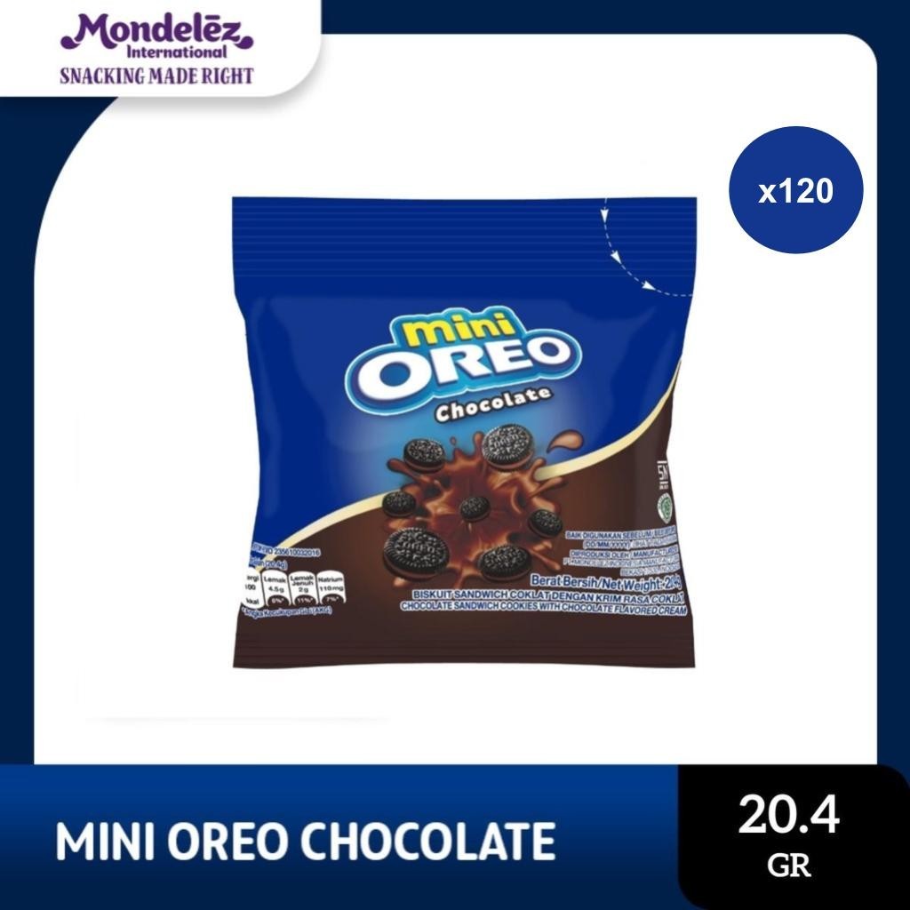 Jual Mini Oreo Biskuit Chocolate Pcs 20.4g Untuk Traveling x 120 ...