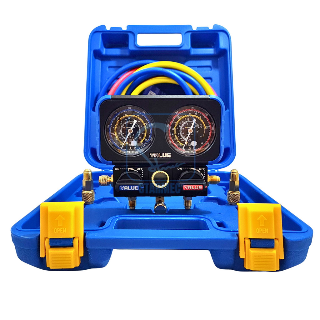 Jual Manifold AC Value R32 R410a R22 Double Gauge VRM2-B-0401 | Shopee Indonesia