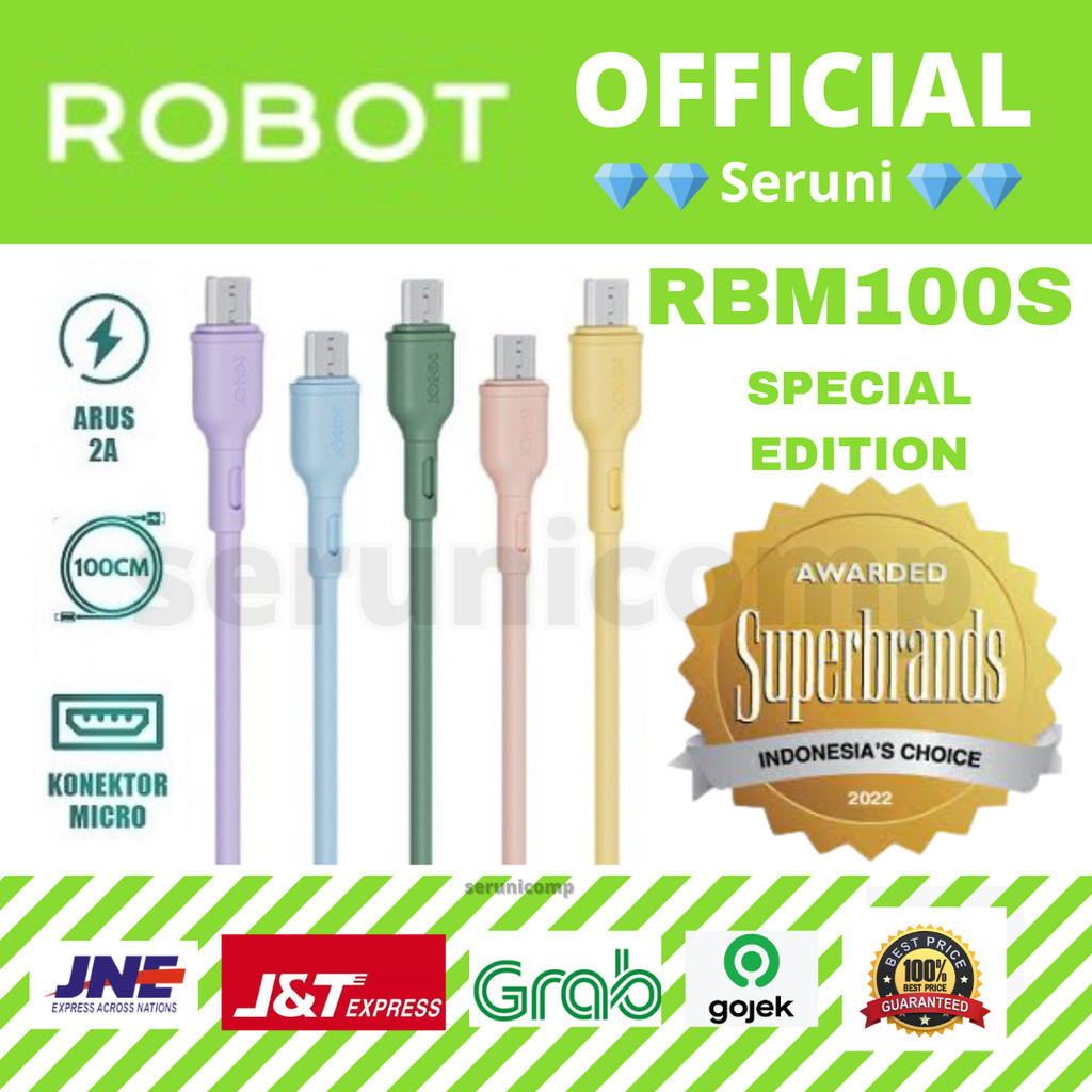 Jual ECERAN KABEL DATA ROBOT RBM100S ( SPESCIAL EDITION ) 2A 100CM | Shopee Indonesia