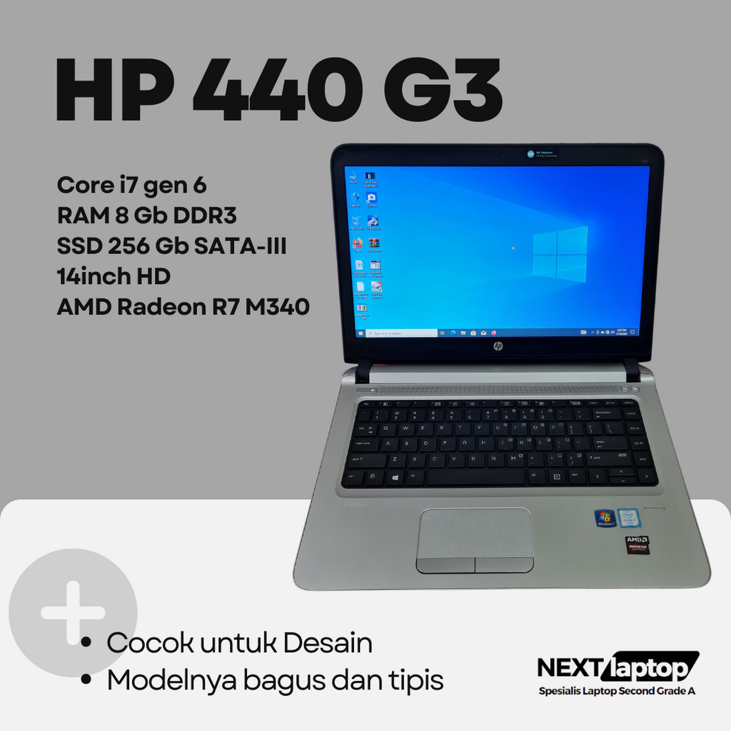 Jual HP Probook 440 G3. Laptop ringan, double VGA Radeon R7 M340 ...