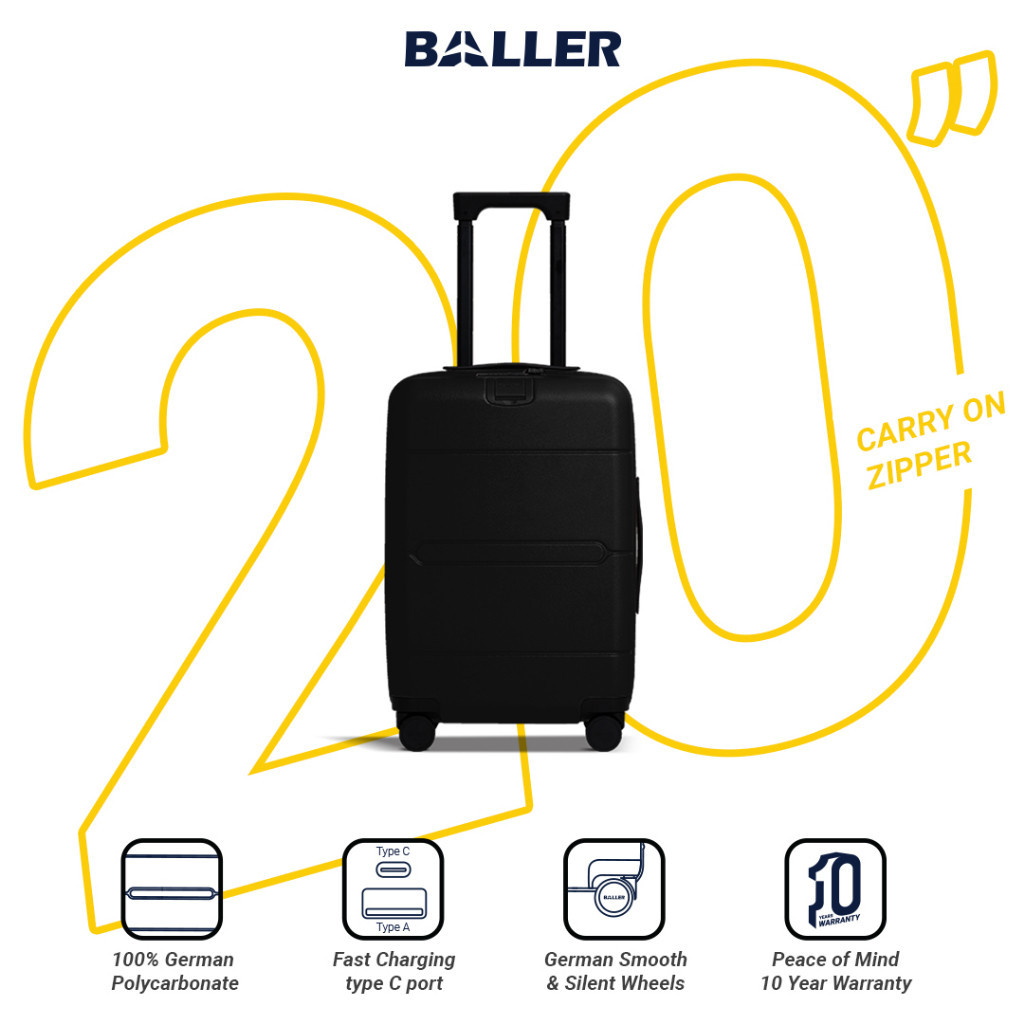Jual BALLER - Koper Baller Polycarbonate Carry On 20 inch Zipper ...