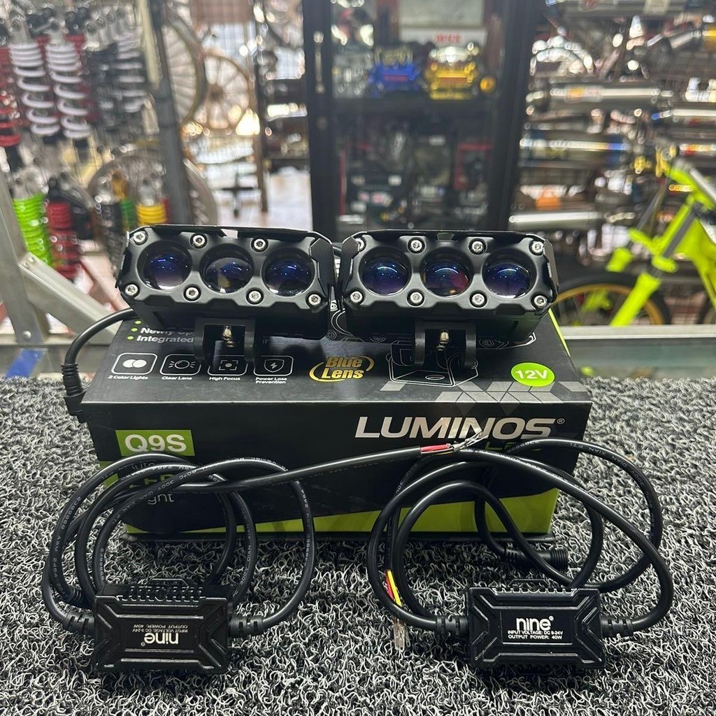 Jual Lampu Tembak LED 3 Mata Lensa Biru Luminos Q9S Super Terang 2 Warna Lampu Tembak Luminos ...
