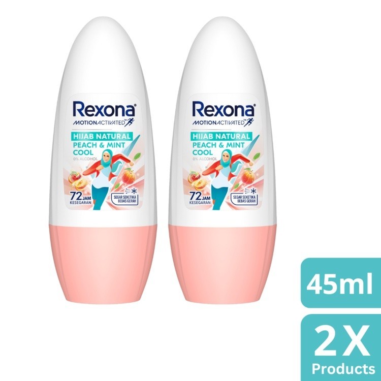 Jual Rexona Women Antiperspirant Deodorant Hijab Peach & Mint Cool Roll On 45ml Twin Pack ...