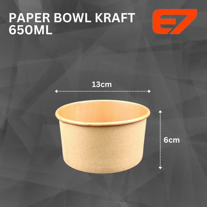 Jual Paper Rice Bowl Brown Kraft 650ml + Tutup (isi 25pcs) | Shopee Indonesia