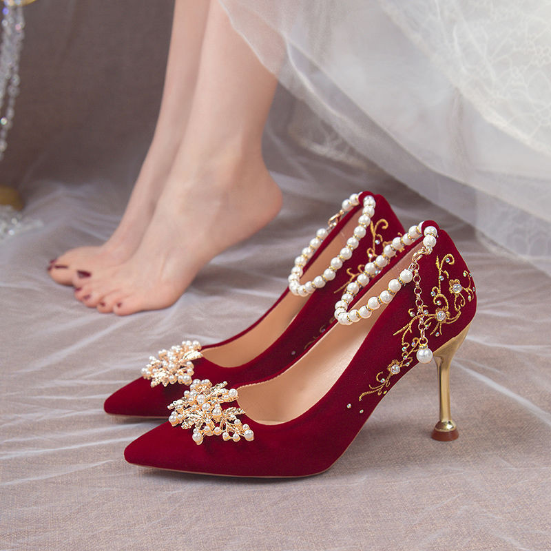 Jual Sepatu Bordir Runcing Pengantin Sepatu Hak Tinggi Sepatu ...