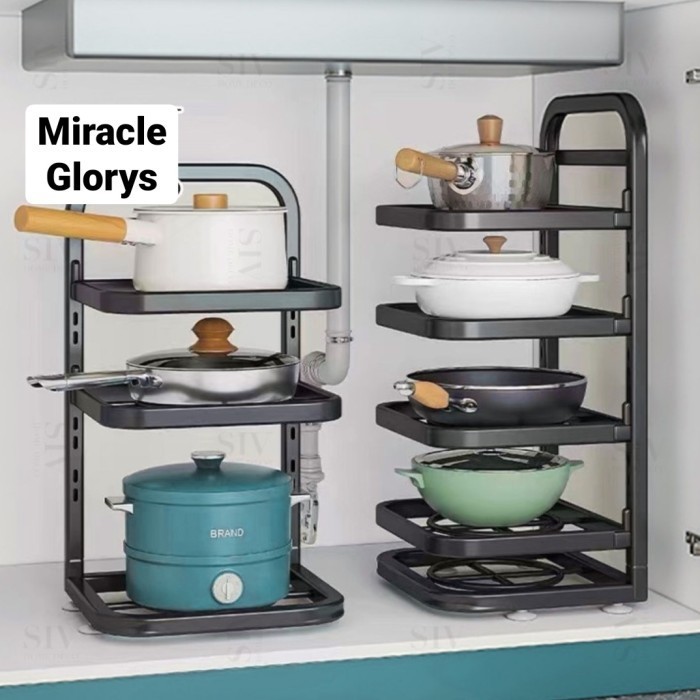 Jual rak kolong sisipan bawah kitchen set rak corner dapur rak panci ...