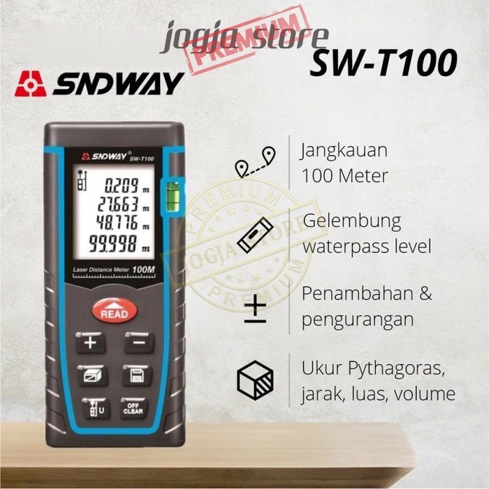Jual SNDWAY Meteran Laser Digital Distance 100 Meter SW-T100 Laser ...