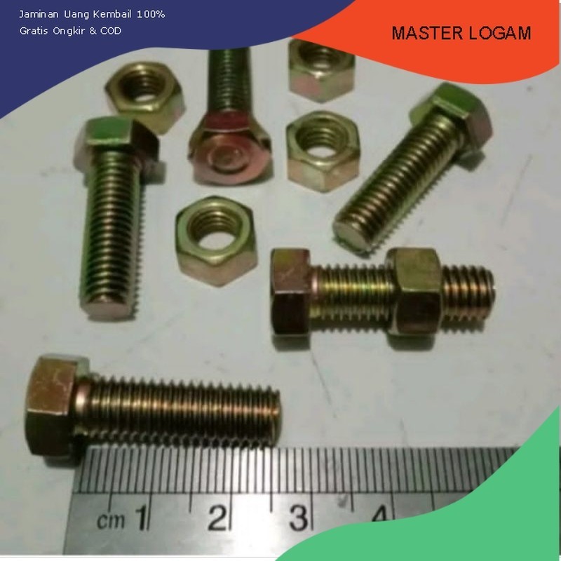 Jual BAUT + MUR KUNING BMK M8 X 25 MM ( KUNCI 12 ) | Shopee Indonesia