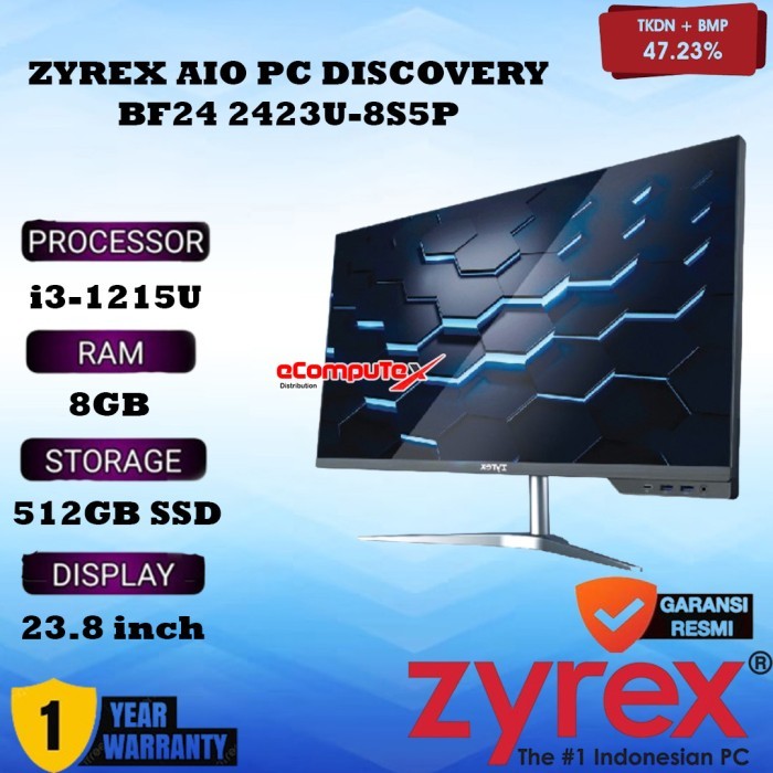 Jual ZYREX BF24 2423U 8S5P AIO PC ALL IN ONE DISCOVERY I3-1215U 8GB ...