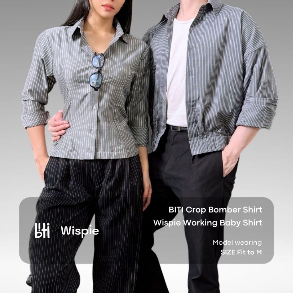 Jual WISPIE X BITI Working Couple Shirt | Kemeja Wanita Pria pinstripe ...