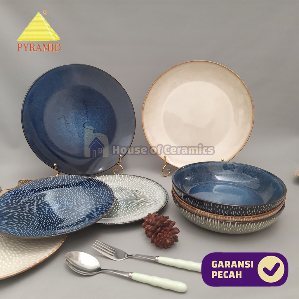 Jual PYRAMID Piring Mangkok Keramik PORCELAIN BINTIK Series Piring ...