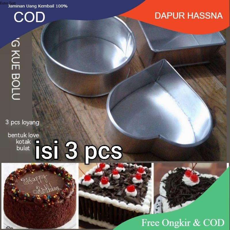 Jual Loyang Kue Bentuk Love Bulat Kotak Ukuran 18,20,22 cm Tinggi 6 cm ...