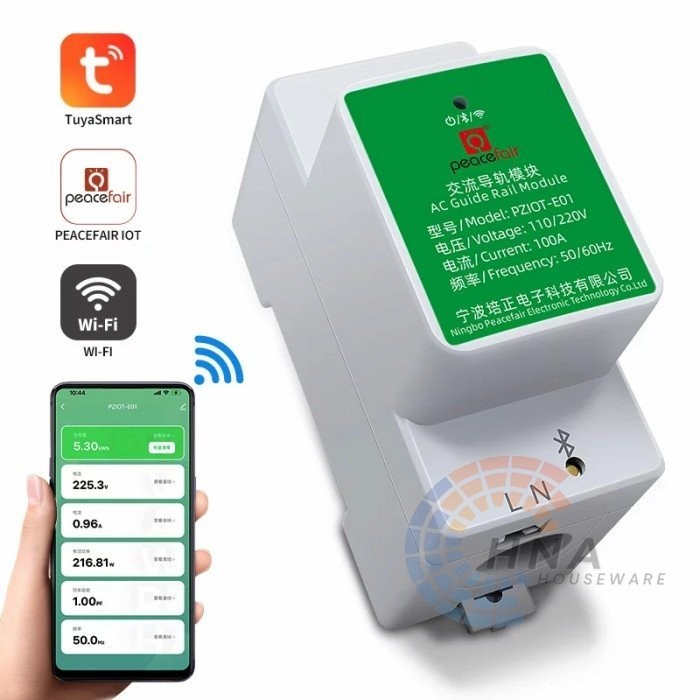 Jual Watt Meter AC Wifi Digital KWH Peacefair 220V 100A Alat Ukur Volt ...