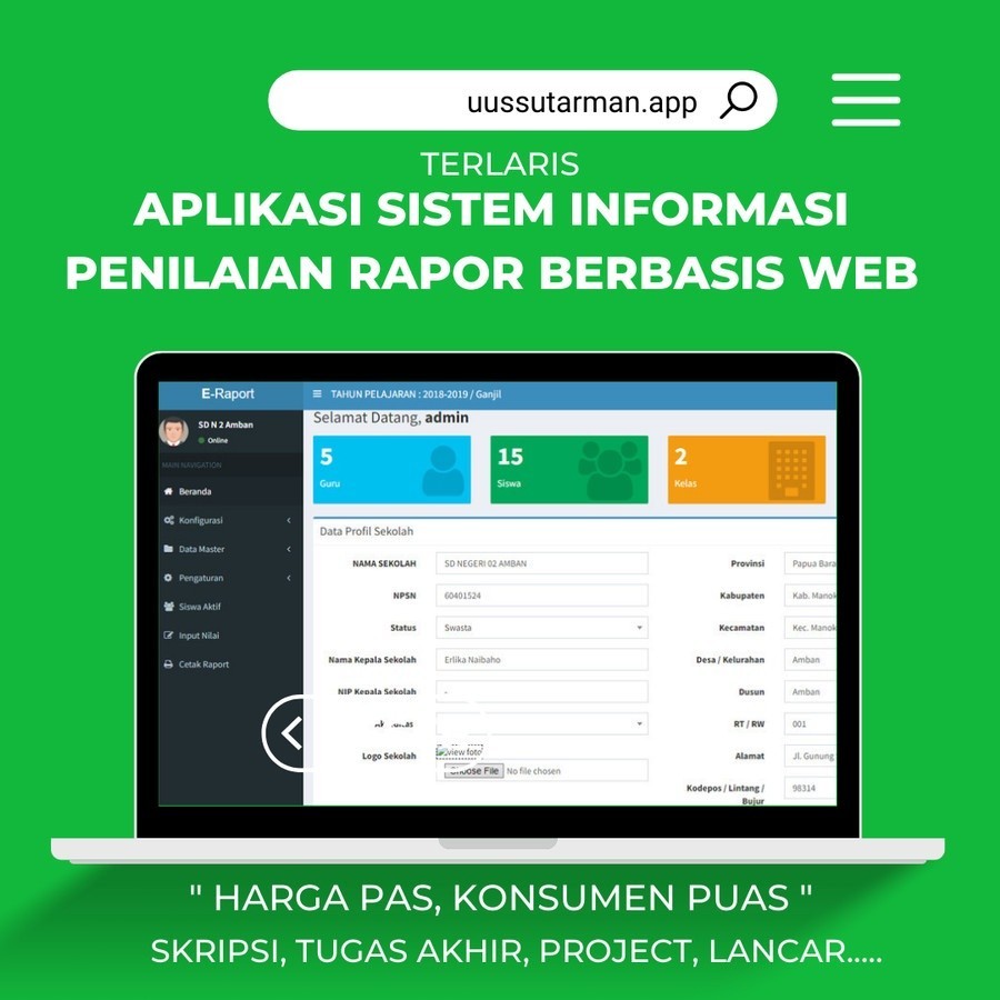 Jual Sistem Informasi Penilaian Raport Berbasis Web (Codeigniter) | Shopee Indonesia