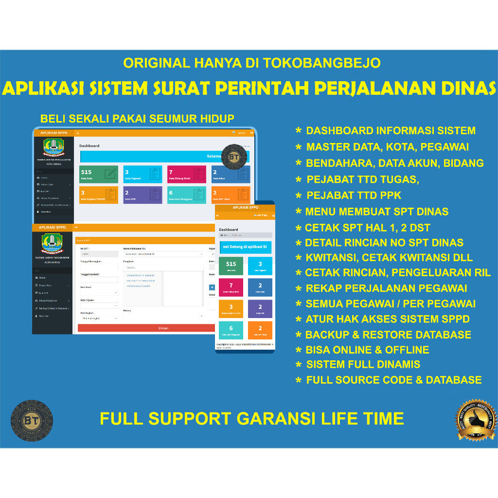 Jual APLIKASI WEB SOURCE CODE SURAT PERJALANAN DINAS SPPD SURAT PERINTAH TUGAS SPT GARANSI ...