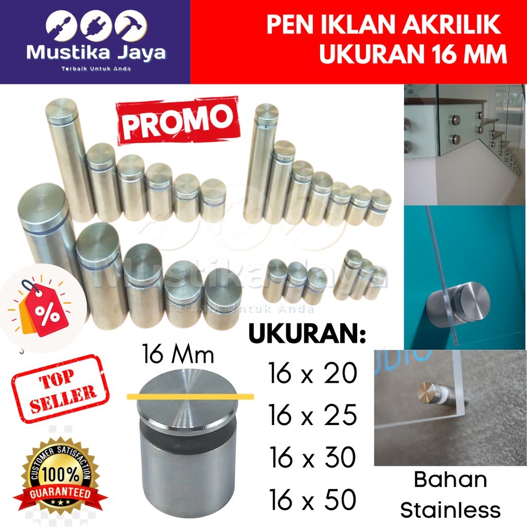 Jual Pen Iklan Akrilik Sign Board Stainless Kaca Baut Papan Akrilik 16 ...