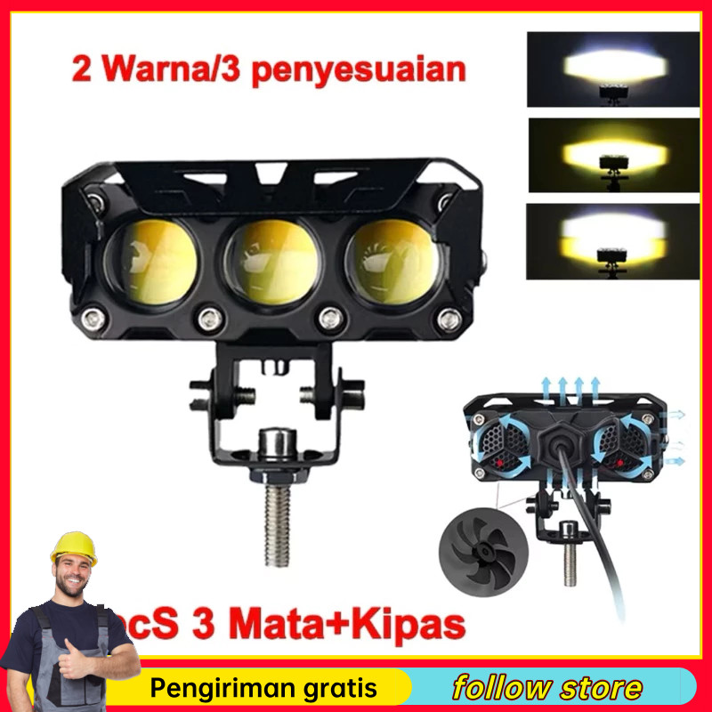 Jual Lampu Tembak Led Foglamp CR7 SQL 3 Mata Laser Gun Putih Kuning 2 ...
