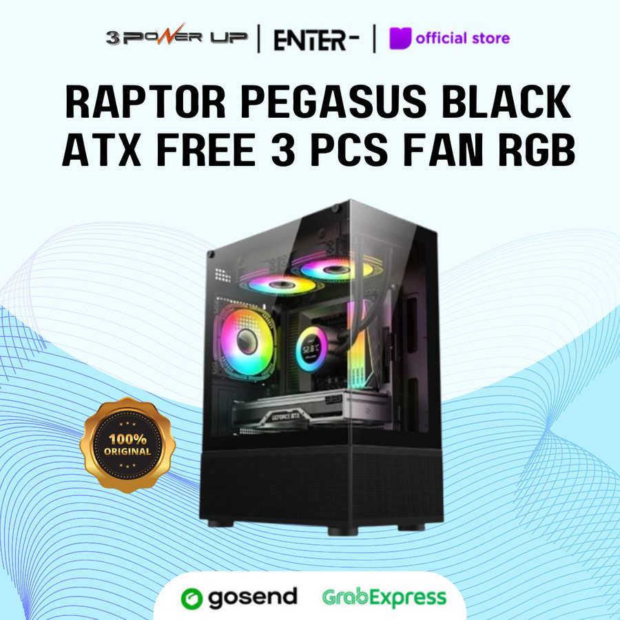 Jual Casing Raptor Pegasus Black M-ATX FREE 3 PCS FAN RGB | Shopee Indonesia