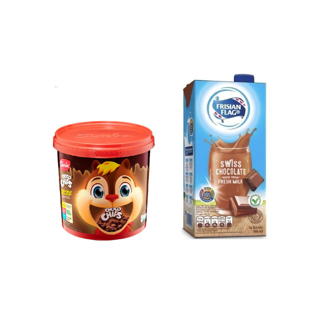 Jual Simba Choco Chips Sereal Jar 220 gr + Frisian Flag Susu UHT Swiss ...