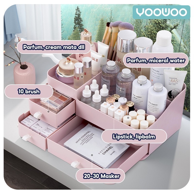 Jual YooWoo Kotak Multifungsional Kotak Kosmetik Organizer Storage Box ...