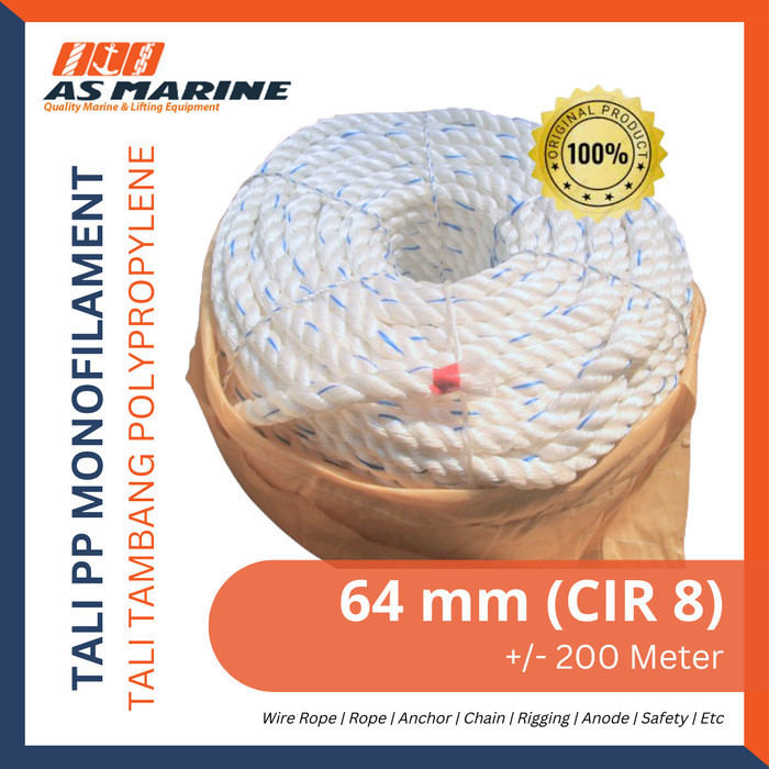 Jual Tali Tambang PP Mono / Tali Plastik PP Monofilament 64 mm Cir 8 ...