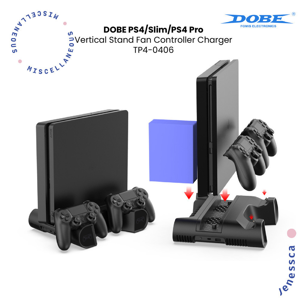 Jual DOBE PS4 Cooling Stand Charging Stand Disc Storage PS4 Fat/Slim ...