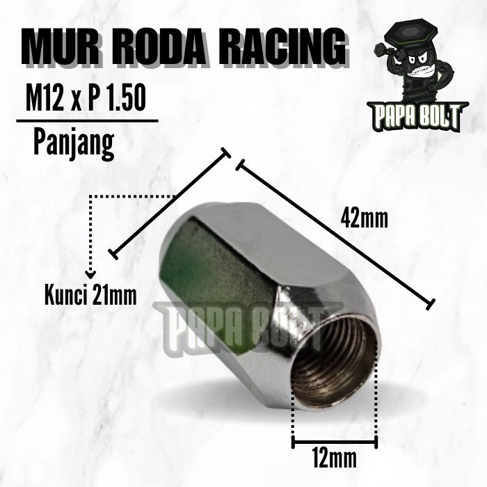 Jual Mur Roda Racing Fujita / Panjang Kunci 21 Drat 1.50 x M12 Panjang ...