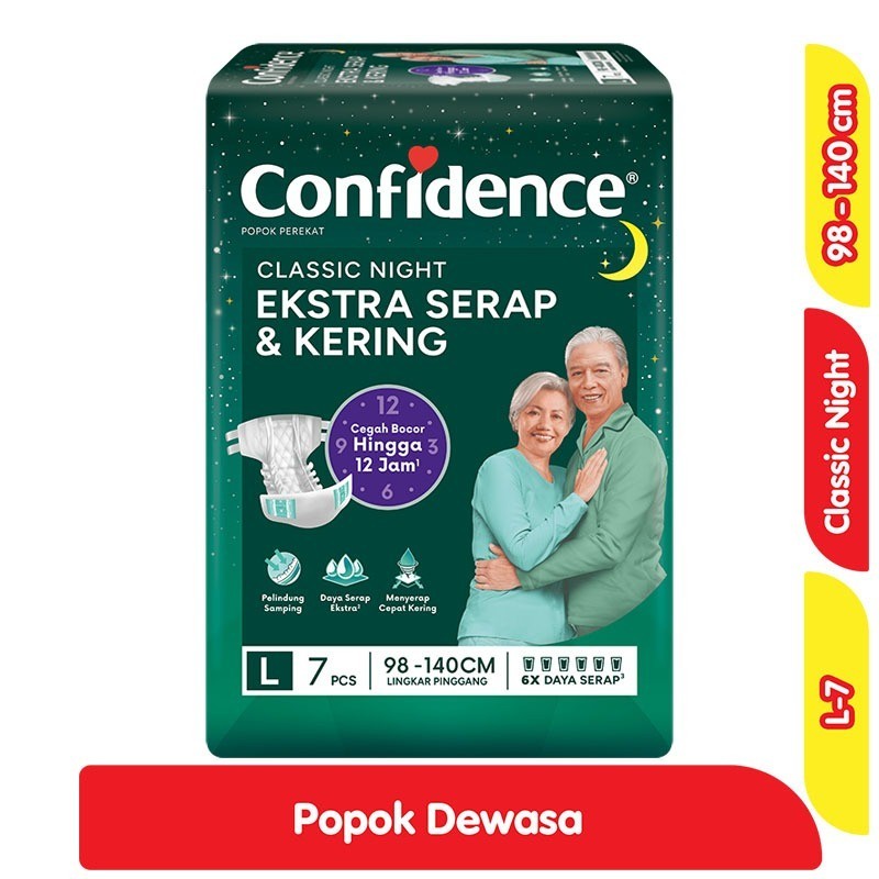 Jual Confidence Classic Night Adult Diapers Popok Perekat Dewasa L 7 ...