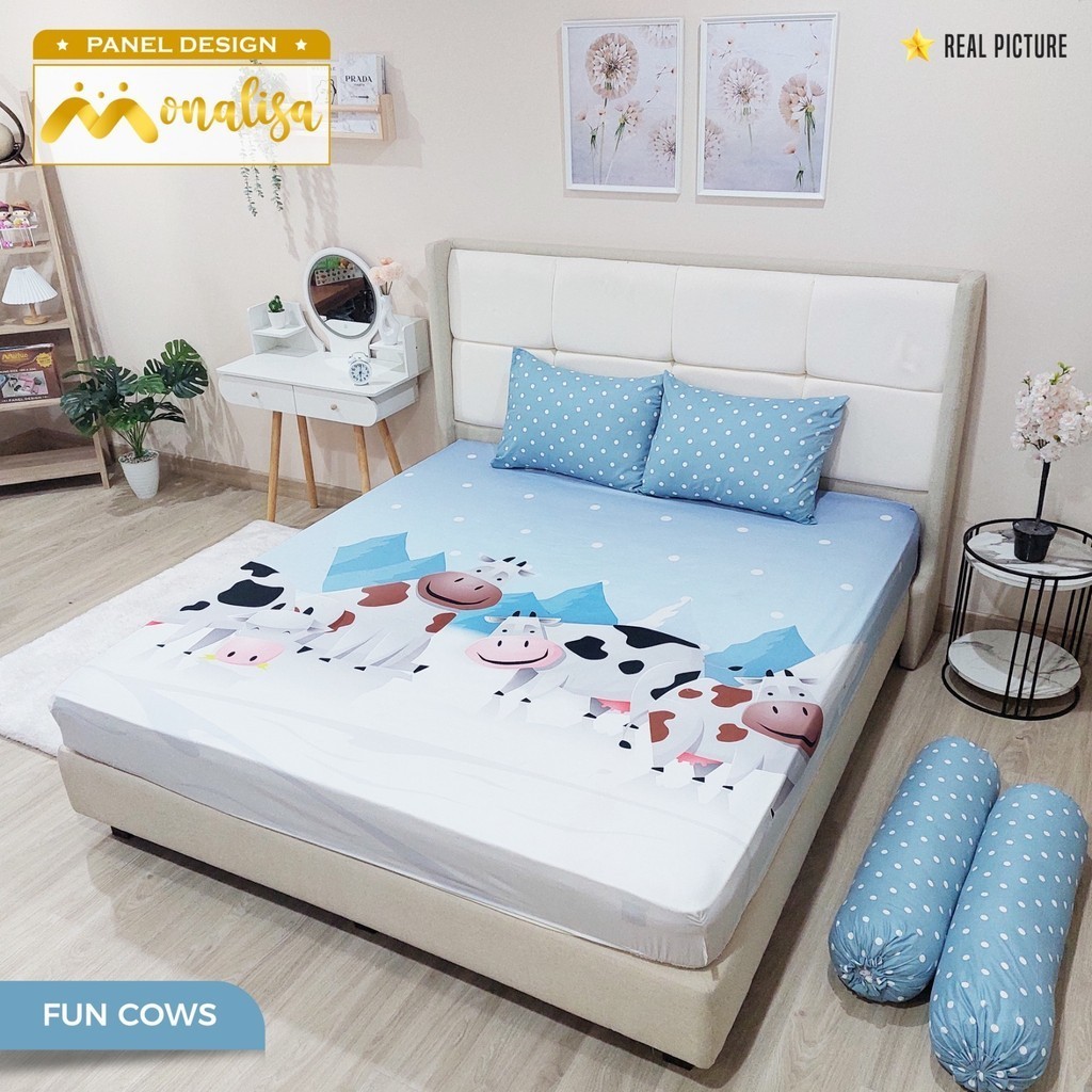 Jual Sprei Monalisa Panel Design/Desain Motif Sapi Fun Cows | Shopee ...