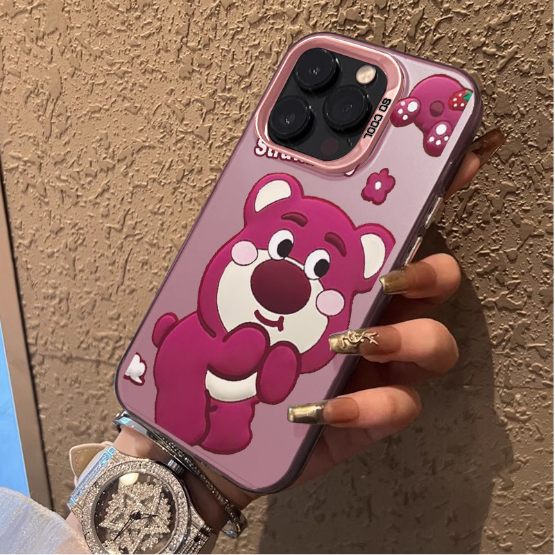 Jual Casing Cute Cartoon strawberry bear pattern IMD iPhone 15 15 Pro ...