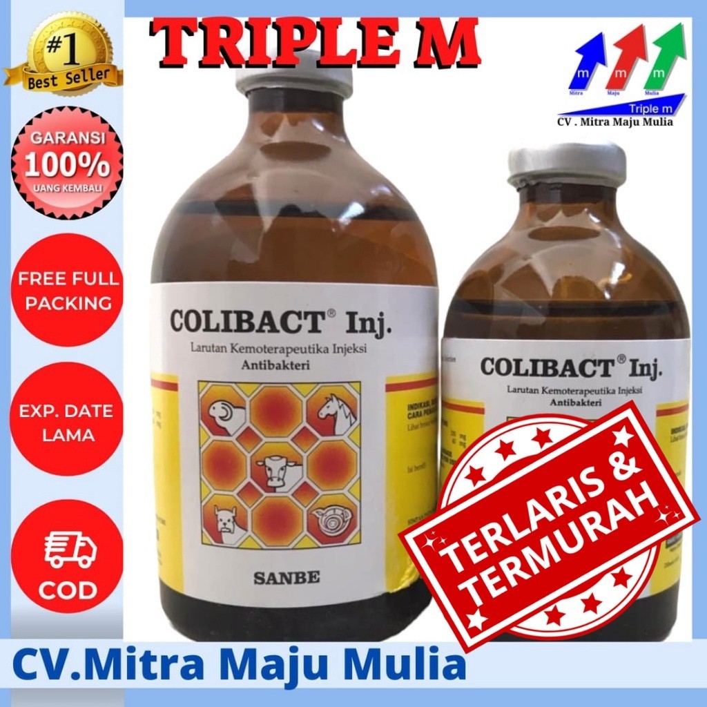 Jual Colibact injeksi 50ml 100 ml Obat Antibiotik Hewan Diare Batuk ...