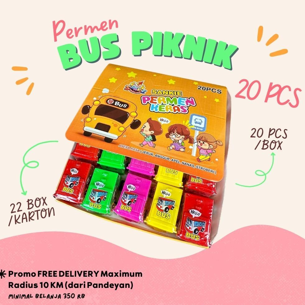 Jual SANKIE PERMEN BUS PIKNIK ISI 20 PCS / PERMEN & MAINAN / PERMEN ...