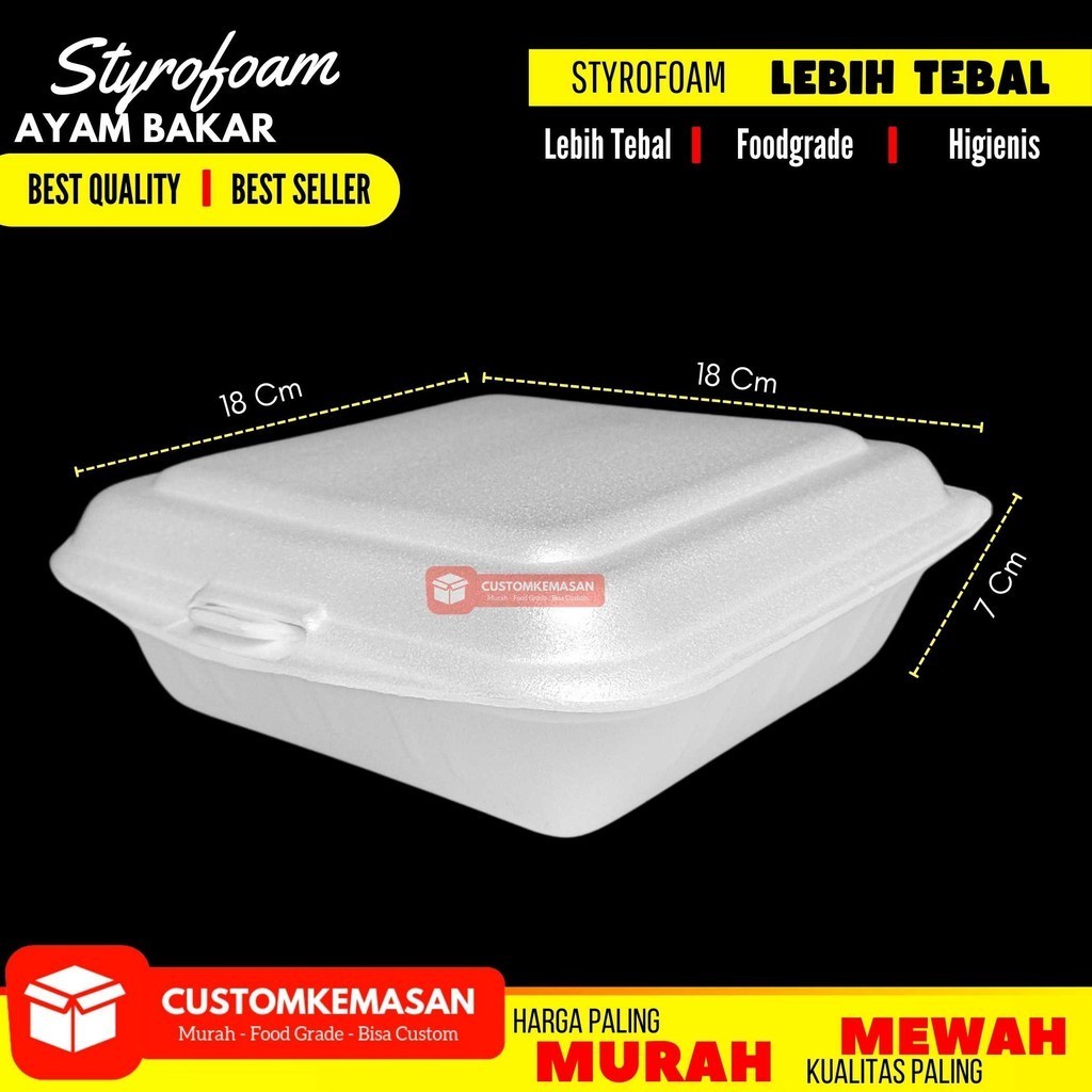 Jual Styrofoam Ayam Bakar / Styrofoam 18x18x7 Cm / Sterofoam Makanan ...