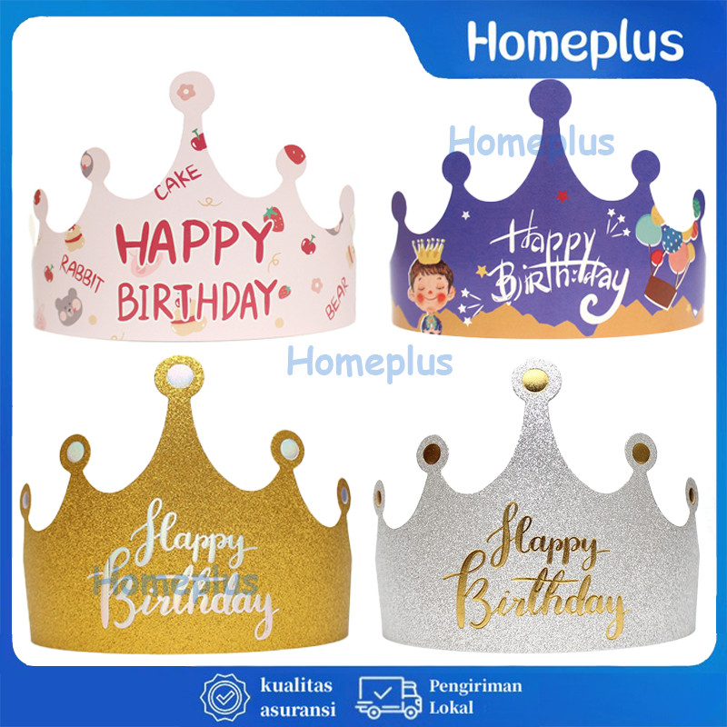 Jual Topi Pesta Ulang Tahun / Ultah Motif Balon & Cake Mahkota / Crown ...