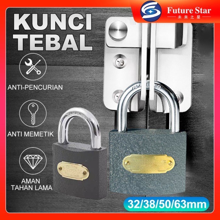 Jual Gembok Besi Hitam SanYu 32/38/50/63mm Keyed Padlock Waterproof ...