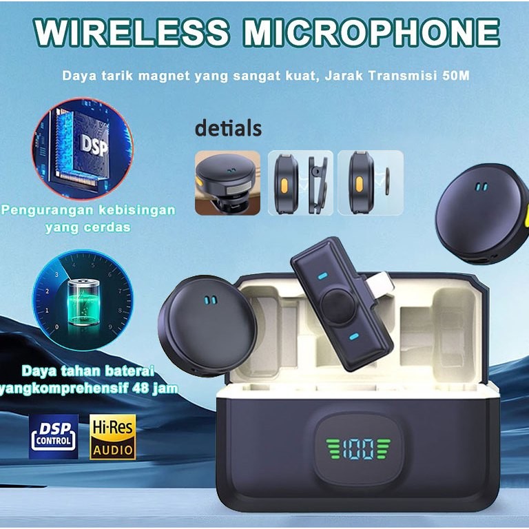Jual A30 Wireless Clip on Mic Microphone HP Lavalier Microphone ...