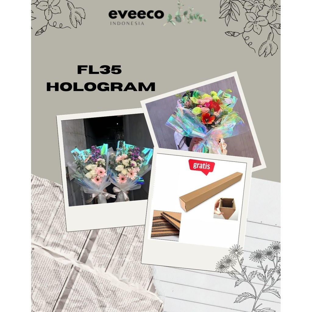 Jual EVEEco - FL35 HOLOGRAM LEMBARAN Plastik OPP holographic rainbow transparent pelangi kertas ...