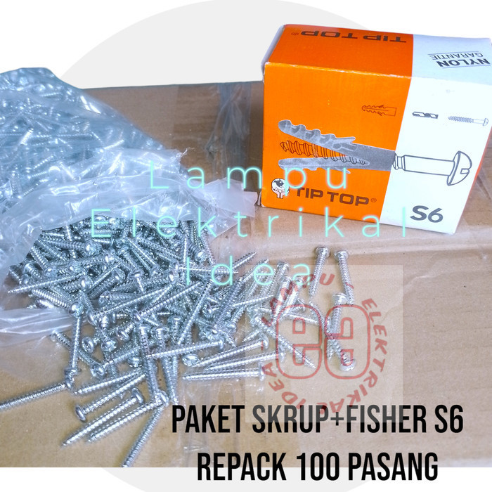 Jual SKRUP S6 BAUT DINDING BETON PAKET FISHER ABU ISI 100 PASANG 6MM ...