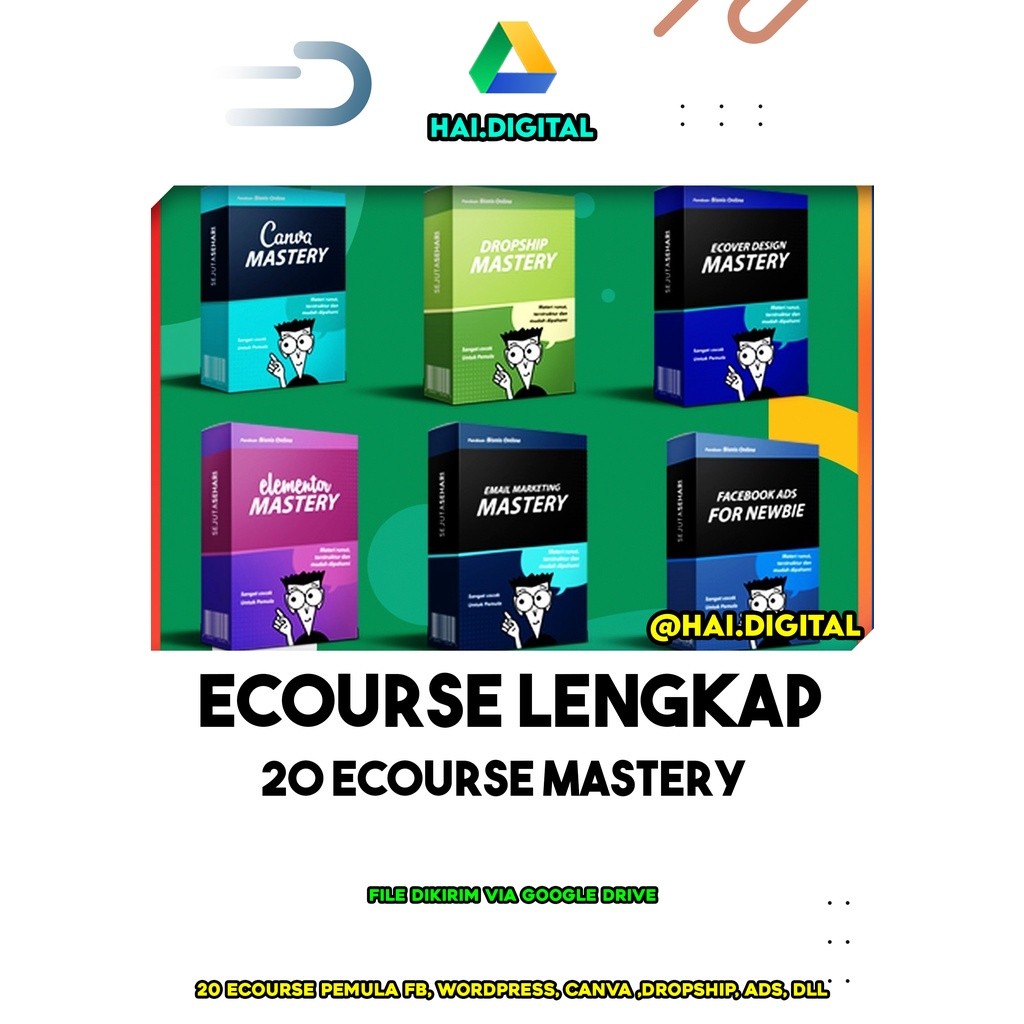 Jual Paket 20 Ecourse Lengkap Pemula FB, Wordpress, Canva, Dropship ...