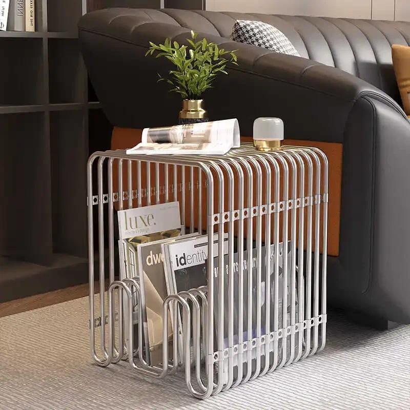 Jual Nordic Simple Magazine Racks Stainless Steel Side Table Luxury ...
