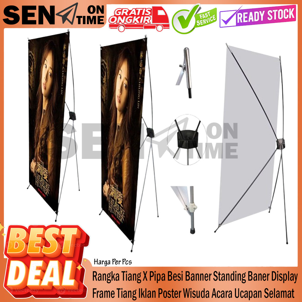 Jual Rangka Tiang Standing Stand Baner 160 x 60 Ex Pipa X Banner Besi ...