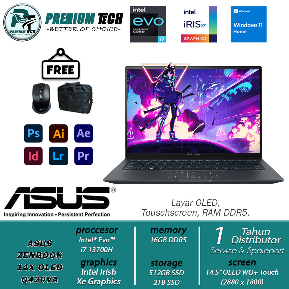 Jual Laptop Ultrabook Asus Zenbook 14X Q420VA Intel i7 13700H 16GB DDR5 ...