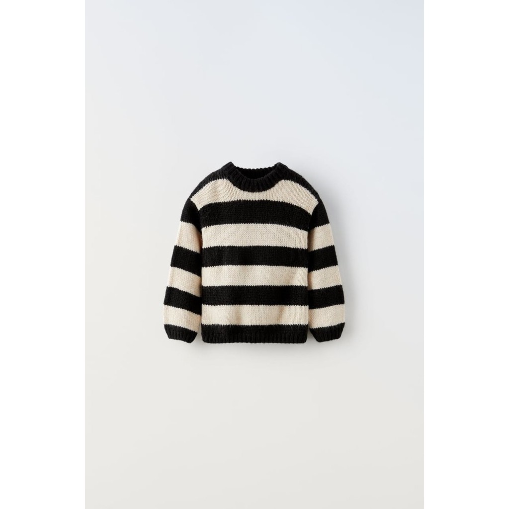 Jual Atasan sweater anak ZARA - knitted rajut - striped - black hitam ...