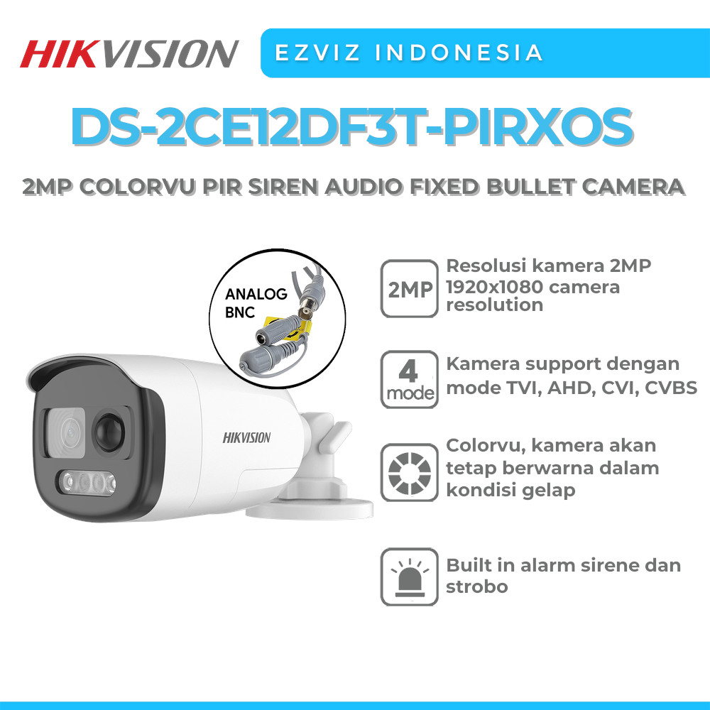 Jual HIKVISION DS-2CE12DF3T-PIRXOS 2MP COLORVU PIRSIREN AUDIO BULLET ...